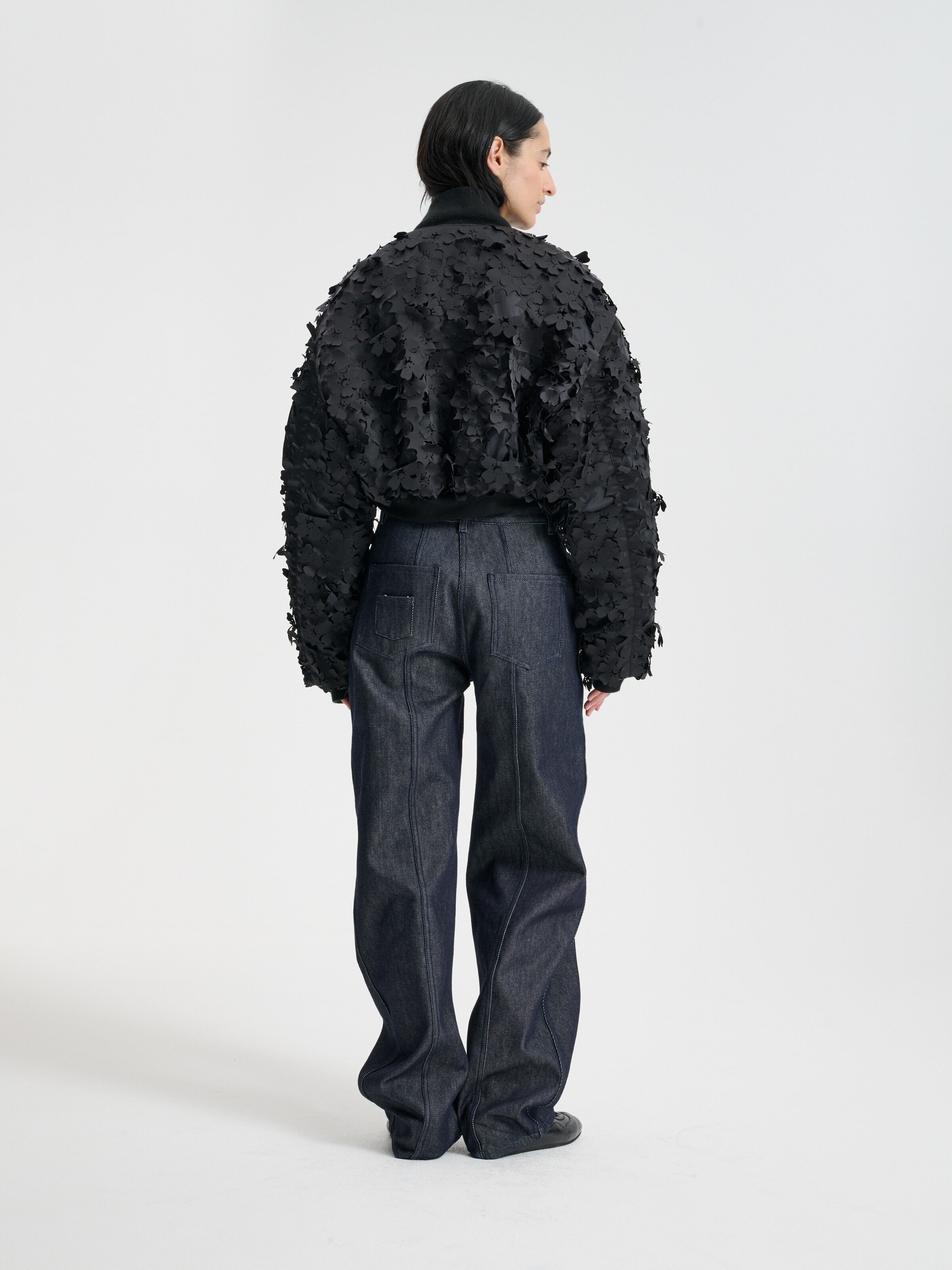 ALPHA x CECILIE BAHNSEN MA-1 CR Laser Cut Bomber Jacket | black | S ...